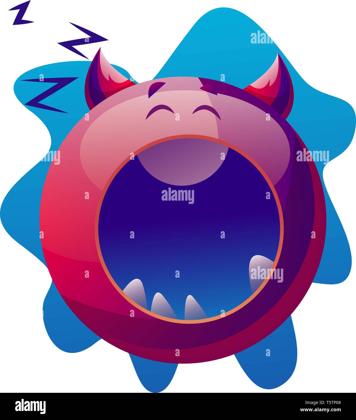 Sleepy cartoon purple monster vector illustartion on white background ...