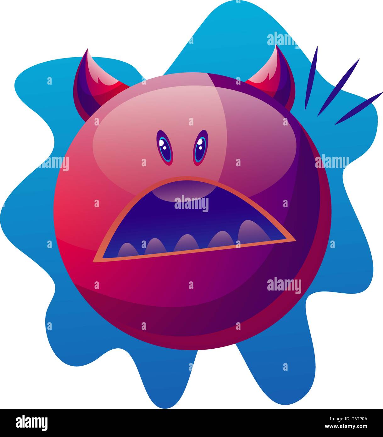 Suprised cartoon purple monster vector illustartion on white background ...