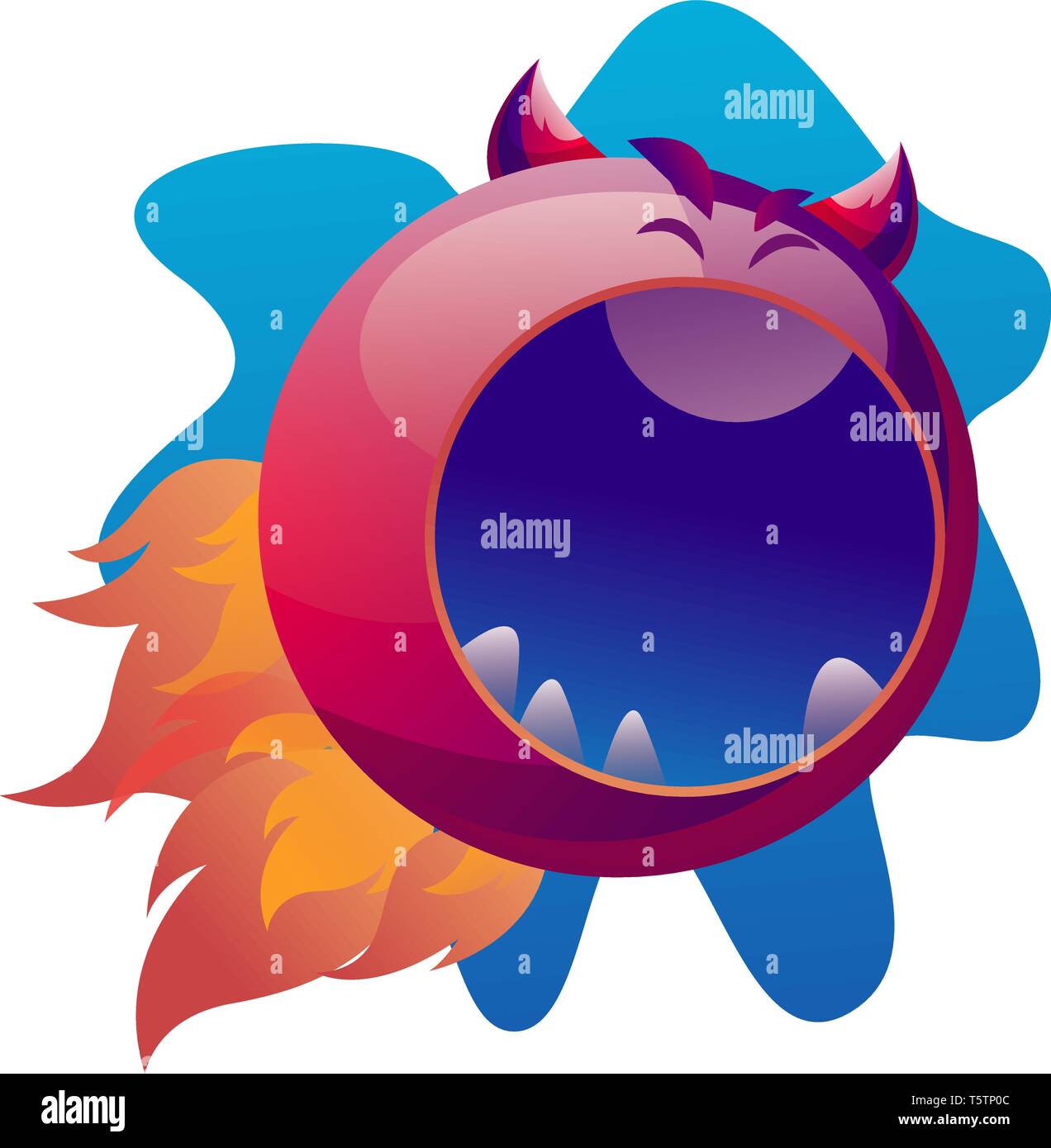 Angry purple cartoon monster vector illustartion on white background ...