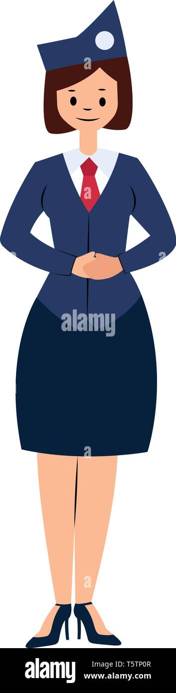 Air hostess simple character vector illustration on a white background ...