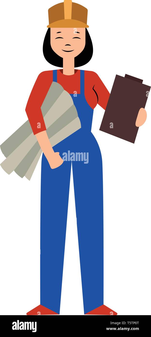 Female architect character vector illustration on a white background ...