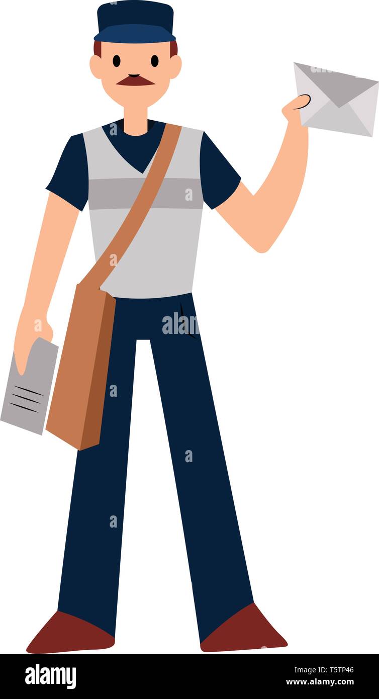 Postman character vector illustration on a white background Stock ...