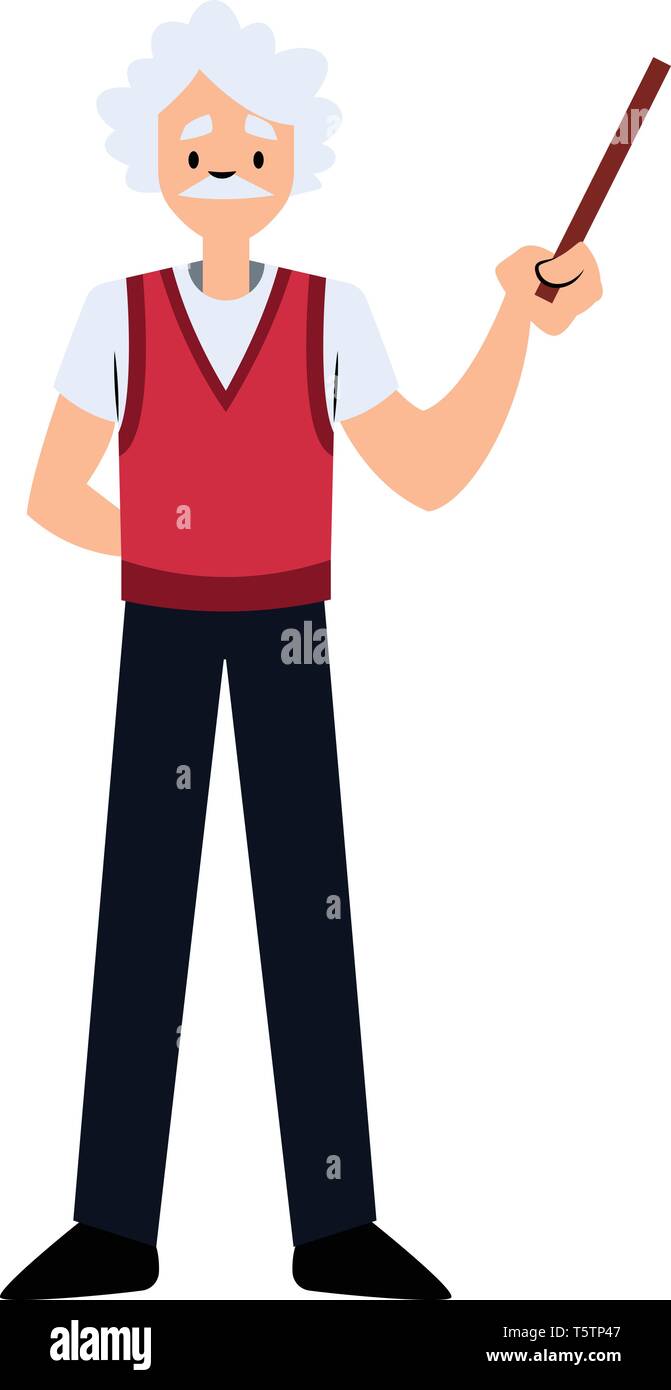Old professor character vector illustration on a white background Stock ...