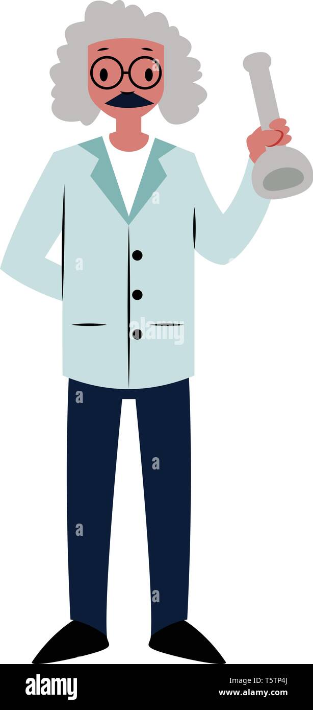 Old scientist character vector illustration on a white background Stock ...