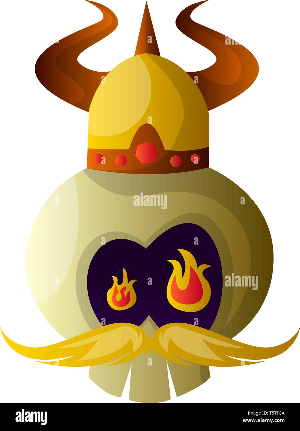 Cartoon skull with viking hat vector illustartion on white background ...