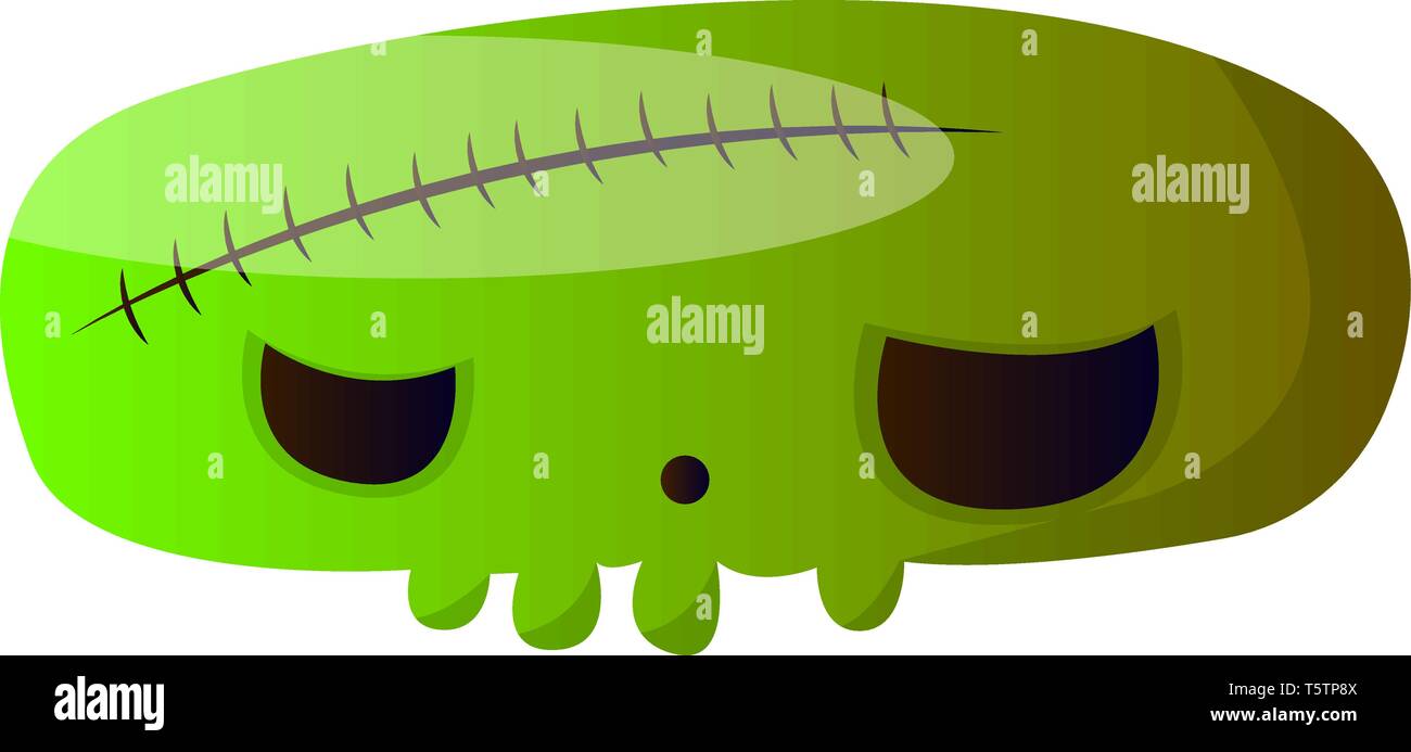 Big scary cartoon green skull vector illustartion on white background ...