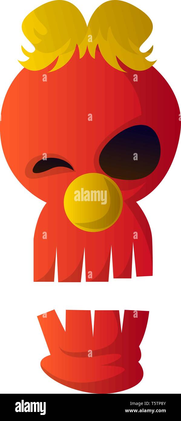 Red cartoon skull vector illustartion on white background Stock Vector ...