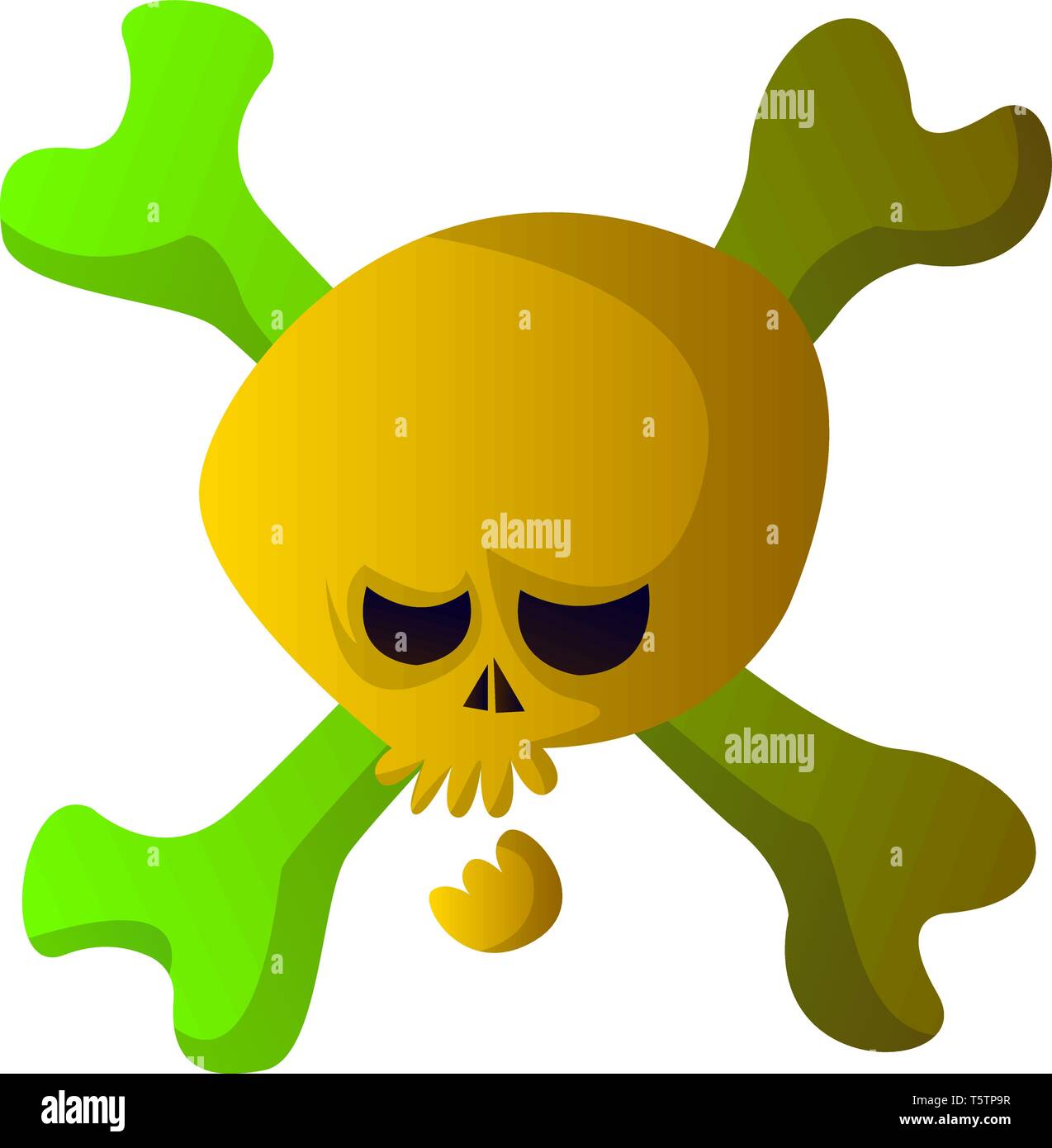 Cartoon yellow skull vector illustartion on white background Stock ...