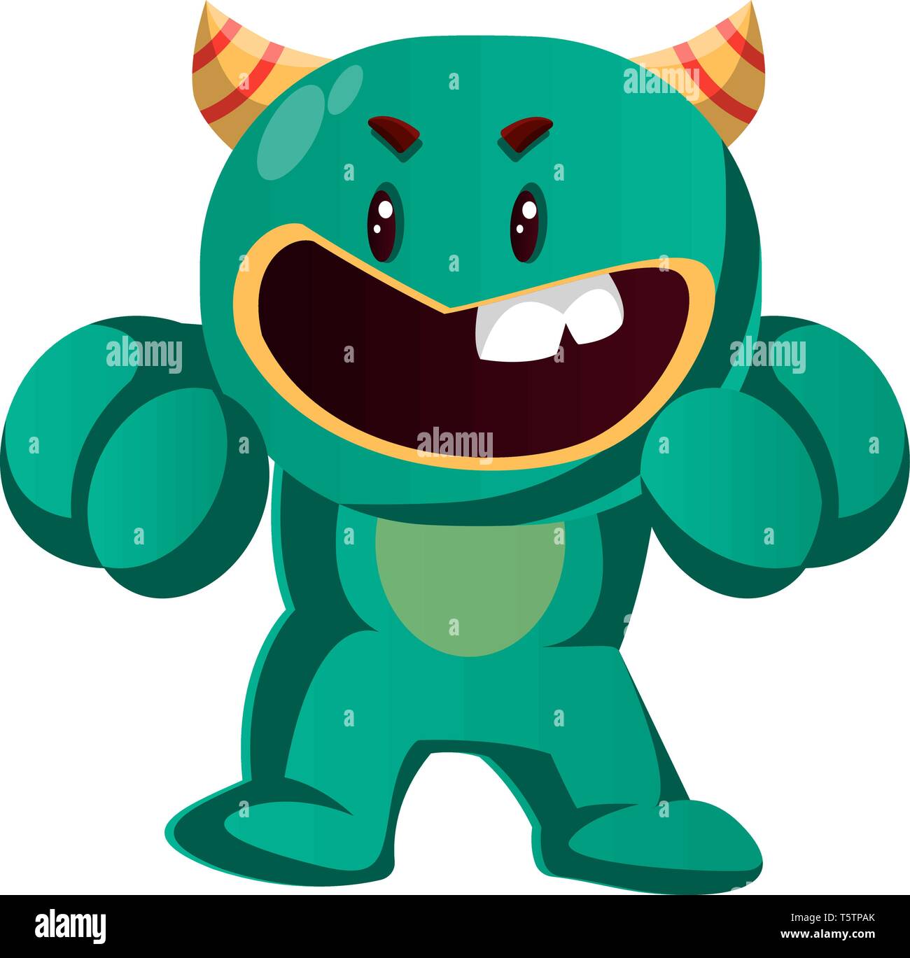 Angry green monster ready to fight vector illustration Stock Vector ...