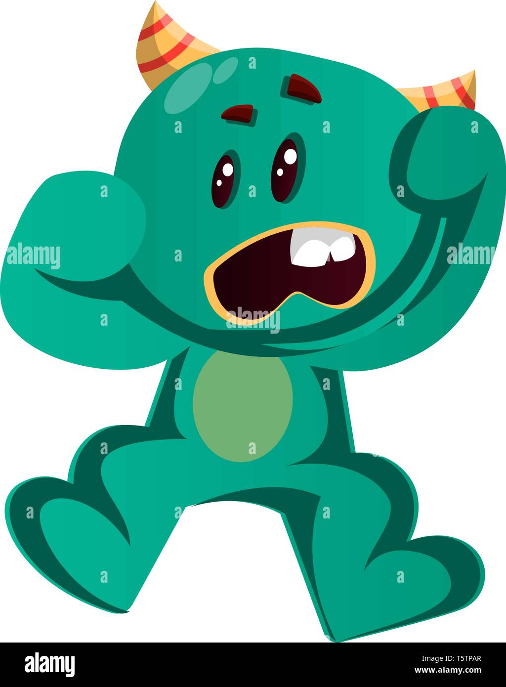 Green monster is surprised and scared vector illustration Stock Vector ...