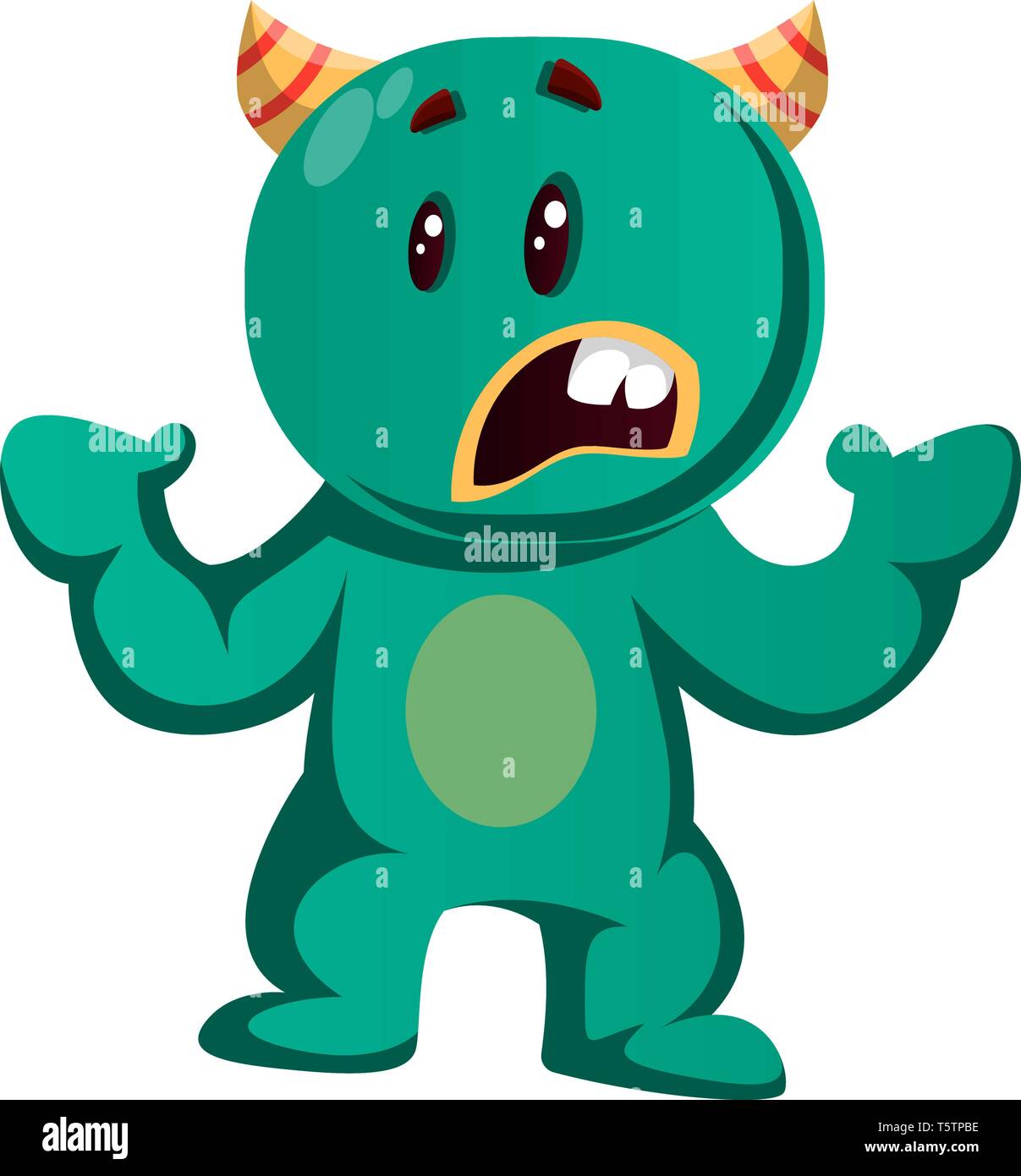 Green monster does not understand a thing vector illustration Stock ...