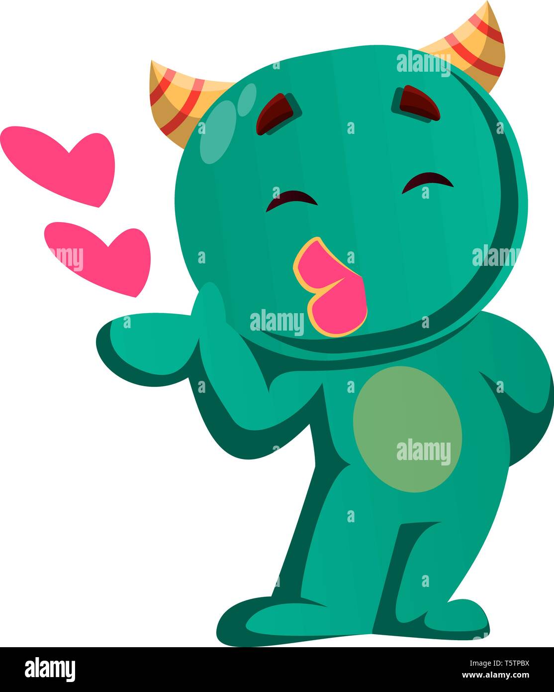 Green monster sending kisses vector illustration Stock Vector Image ...