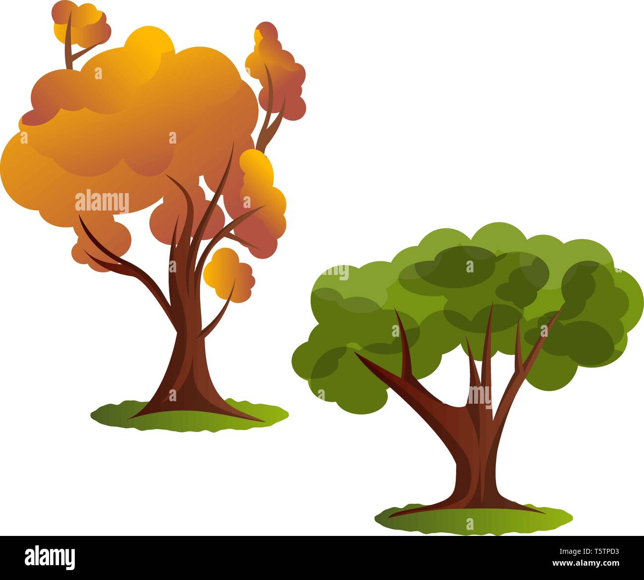 Two autumn tree vector illustration on white background Stock Vector ...