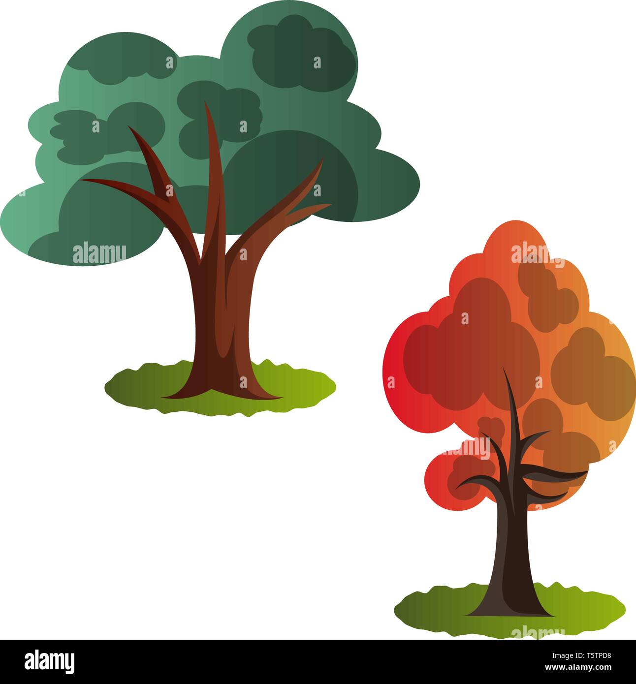 Two autumn tree vector illustration on white background Stock Vector ...