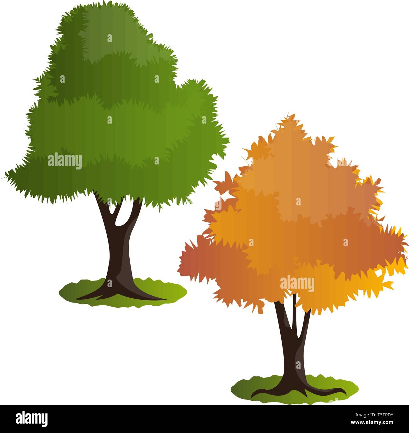 Two autumn tree vector illustration on white background Stock Vector ...