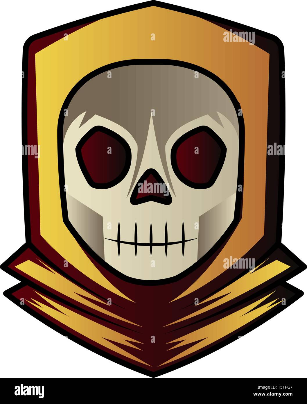 Skull wearing yellow hoody illustration vector on white background ...