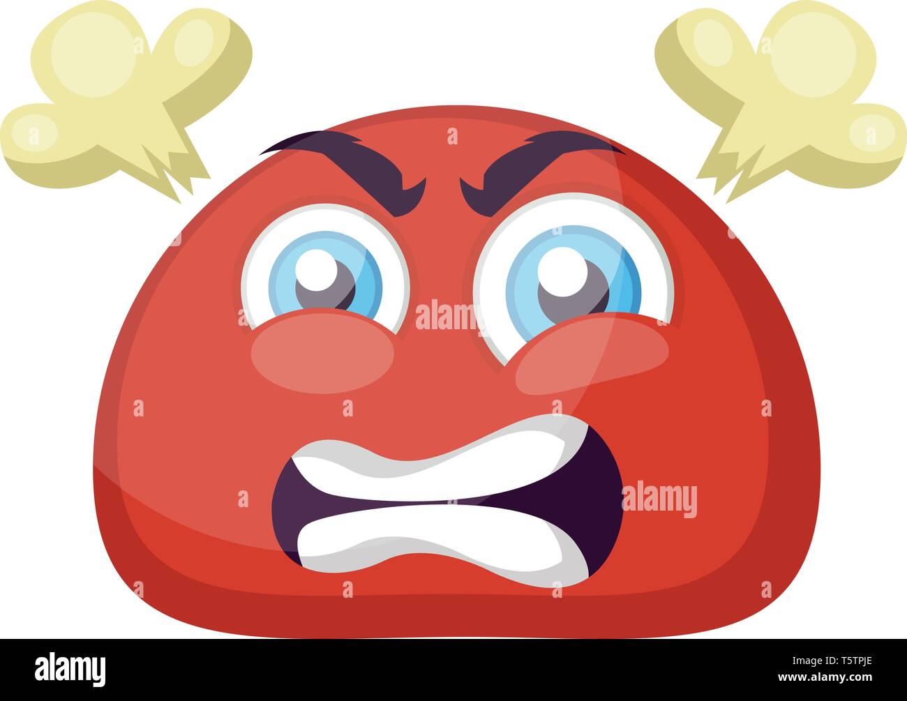 Furious red round emoji face vector illustration on a white background ...