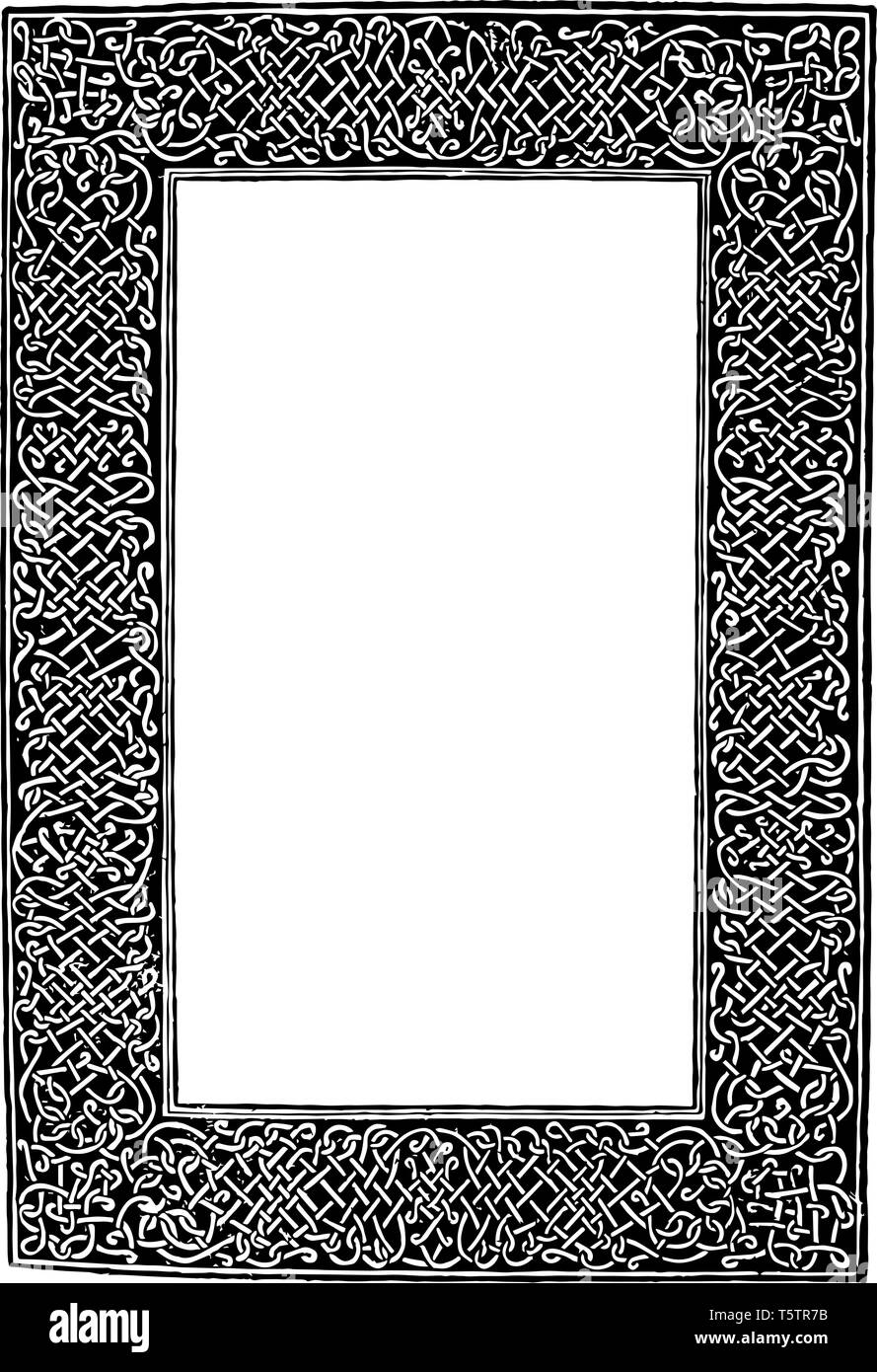 Scrolling Border is a 16th century design vintage line drawing or ...