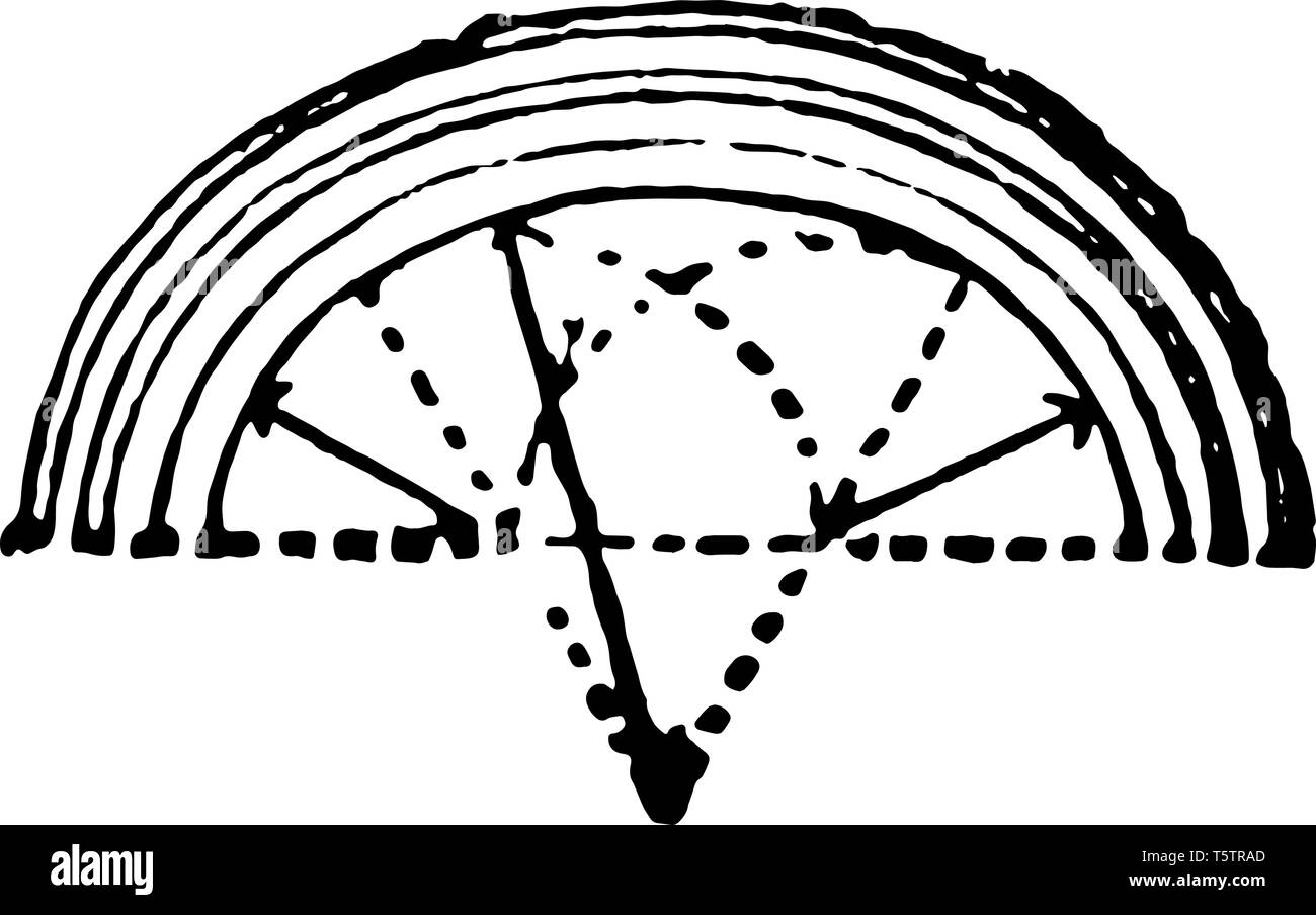 Arch abutments shaped curved bridge elipse vintage line drawing or ...