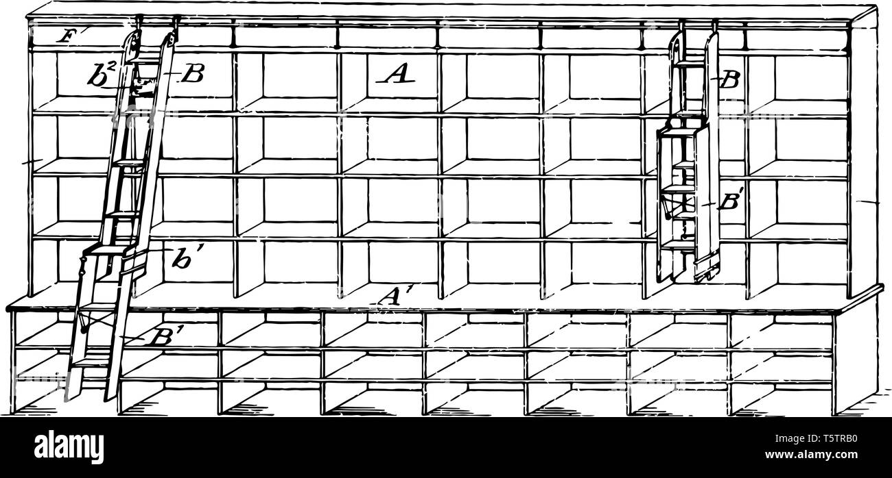 This illustration represents Bifolding Store Ladder which provides ...
