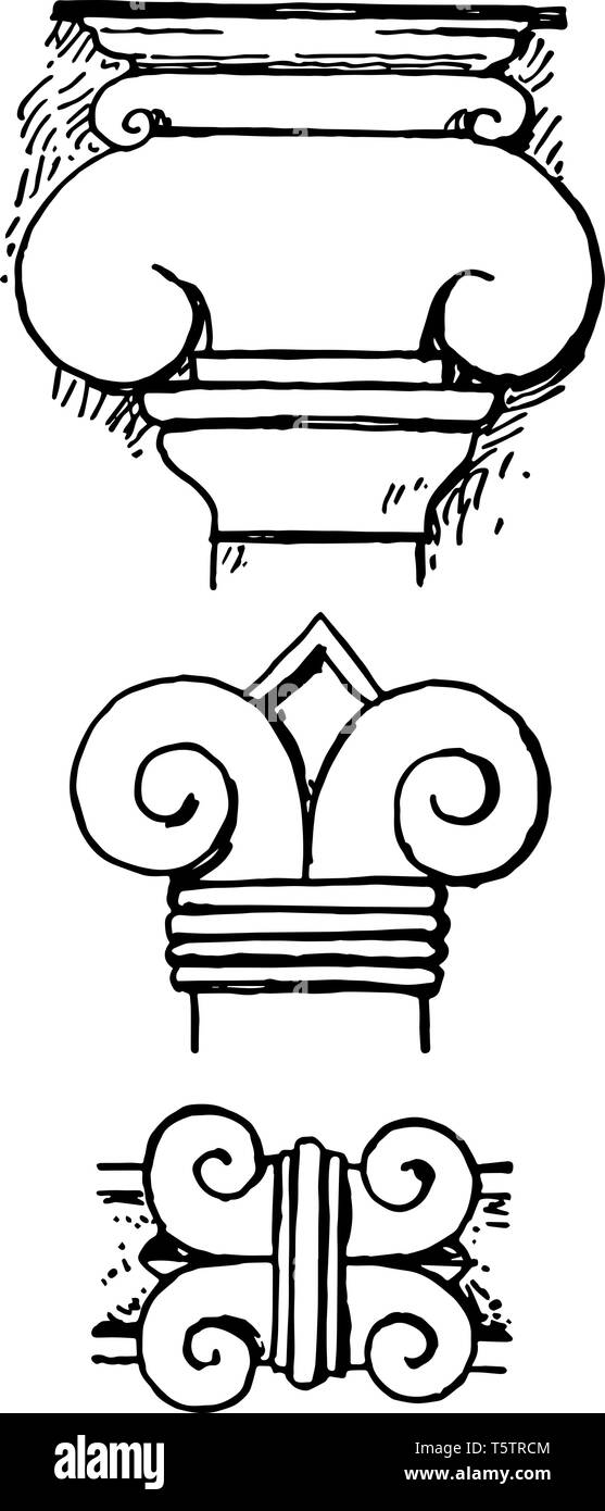 Assyrian Ornament is a Assyrian volutes vintage line drawing or ...