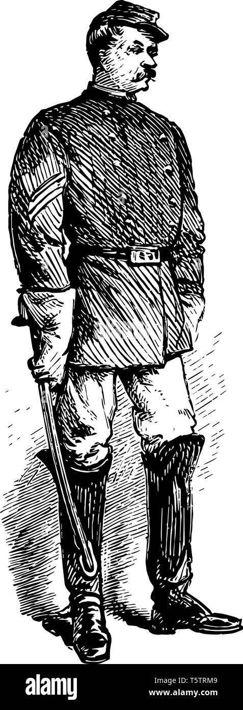 A Savannah Georgia sergeant of police vintage line drawing or engraving ...