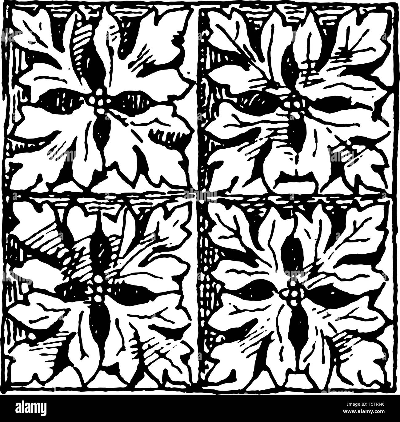 Gothic Architecture Diaper Ornament, the fourteenth century, a carved ...