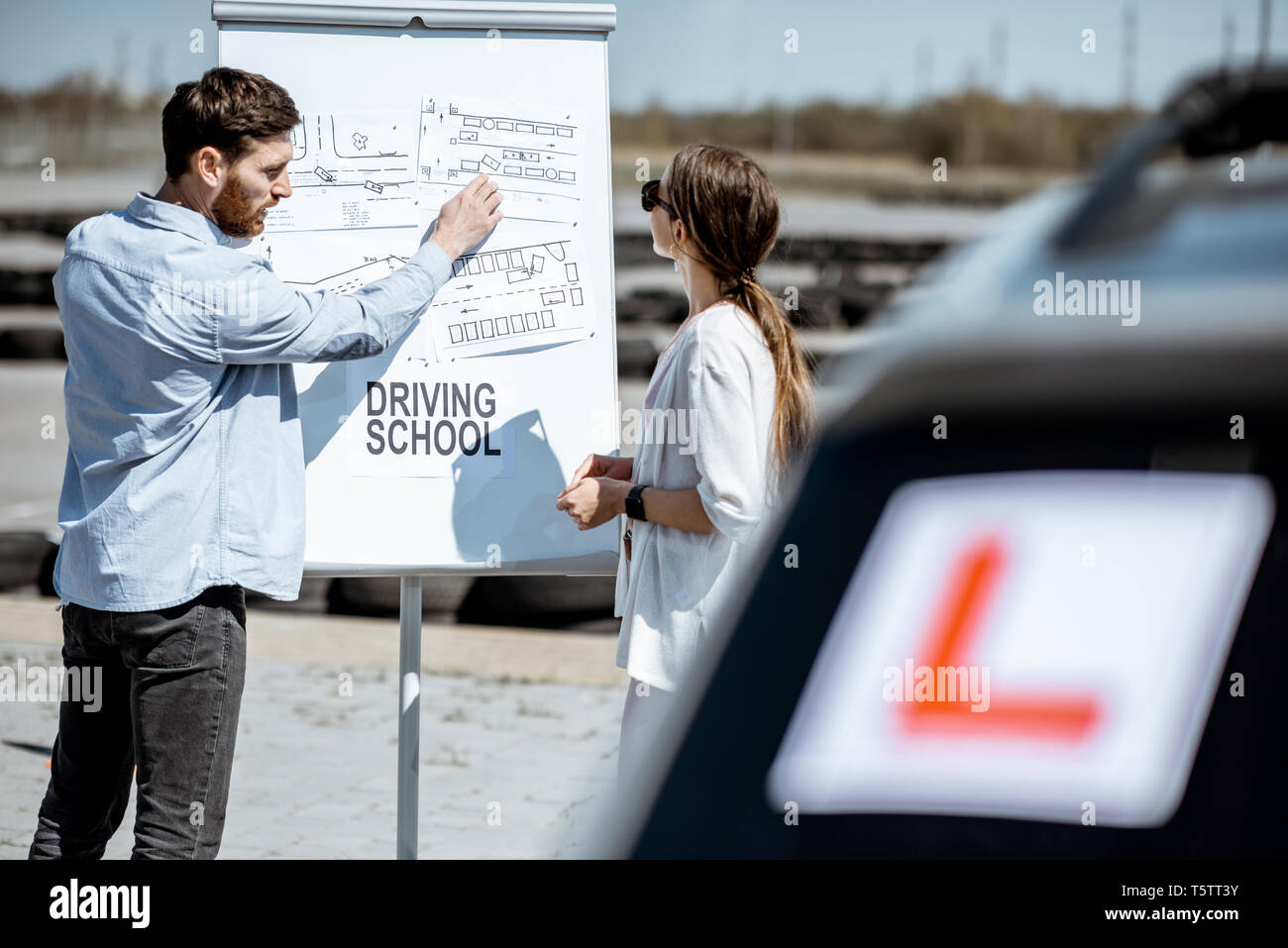 Driving school sign board hi-res stock photography and images - Alamy