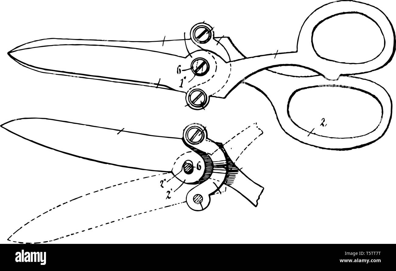 This illustration represents function of Large Pair of Scissors vintage ...