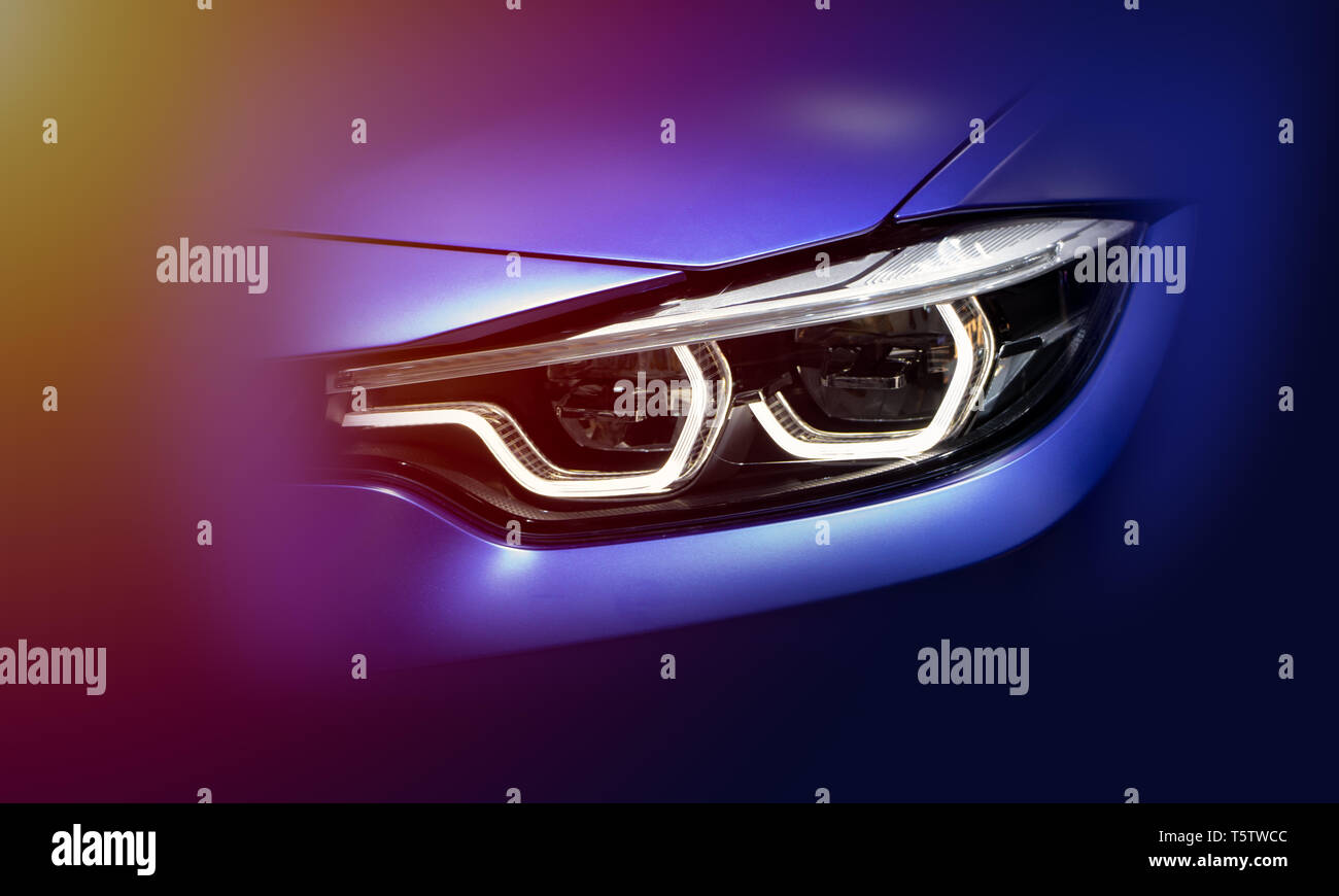 The Closeup Front Headlight car Stock Photo - Alamy