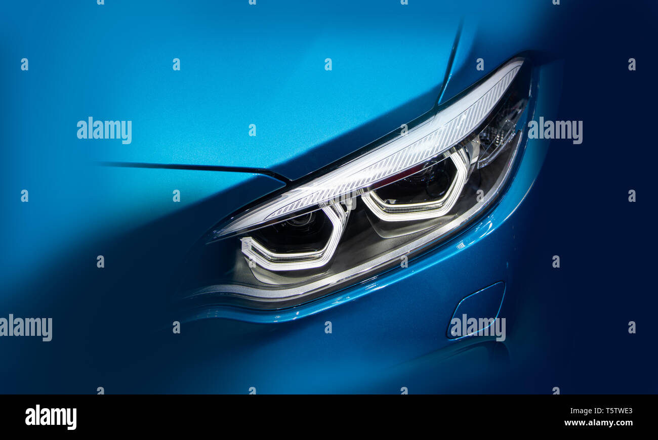 The Closeup Front Headlight car Stock Photo - Alamy