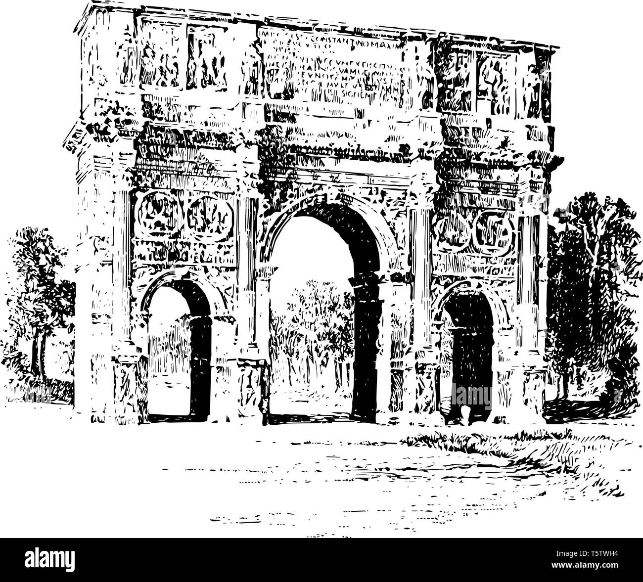 Arch of Constantine a triumphal arch Rome between the Colosseum the ...