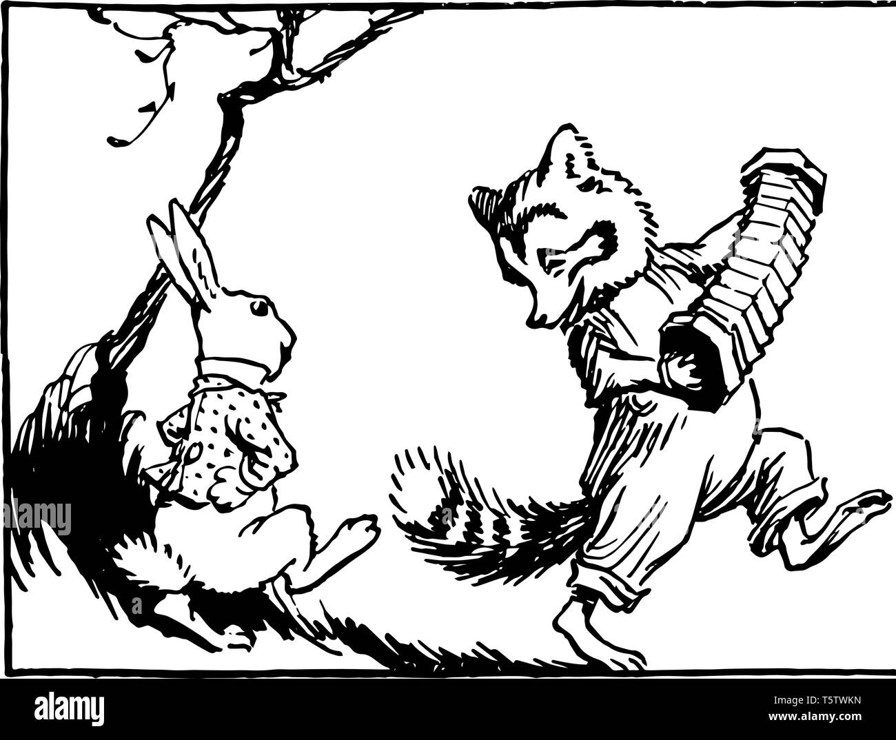 Raccoon Playing Accordion & Rabbit Dancing this picture shows a raccoon ...