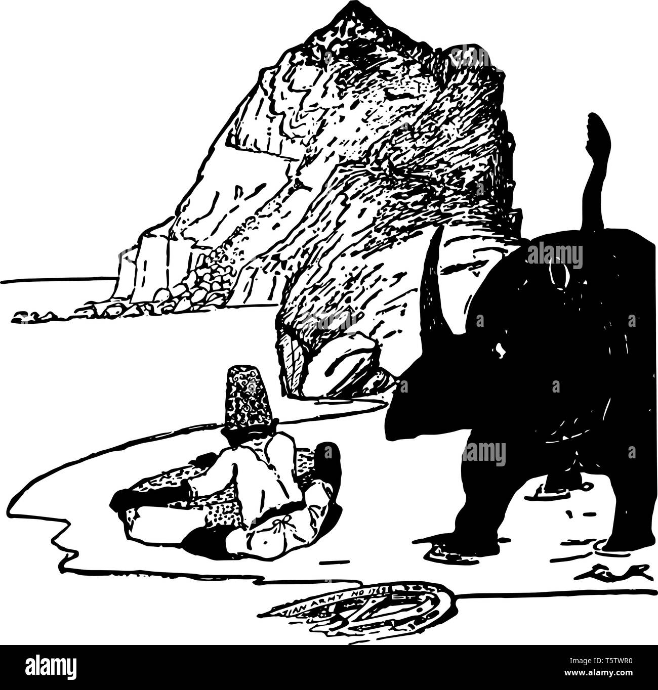 How the Rhinoceros Got His Skin this scene shows a man sitting on ...