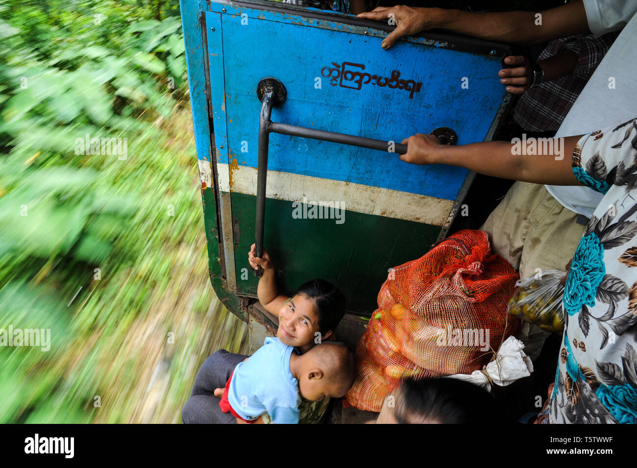 Public transportation train carriage crowded cabin inside interior hi ...