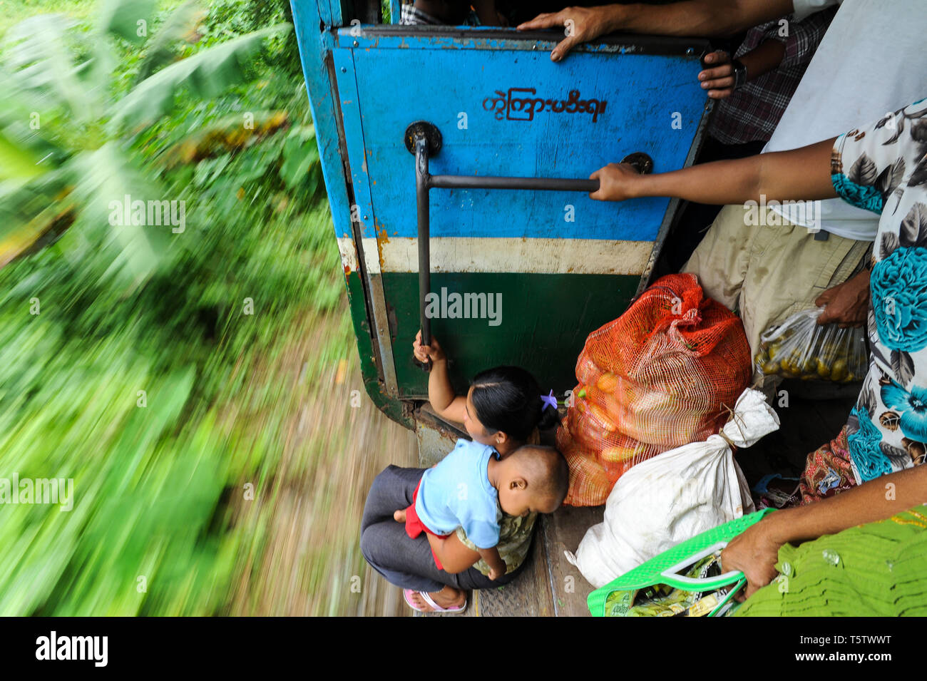 Public transportation train carriage crowded cabin inside interior hi ...