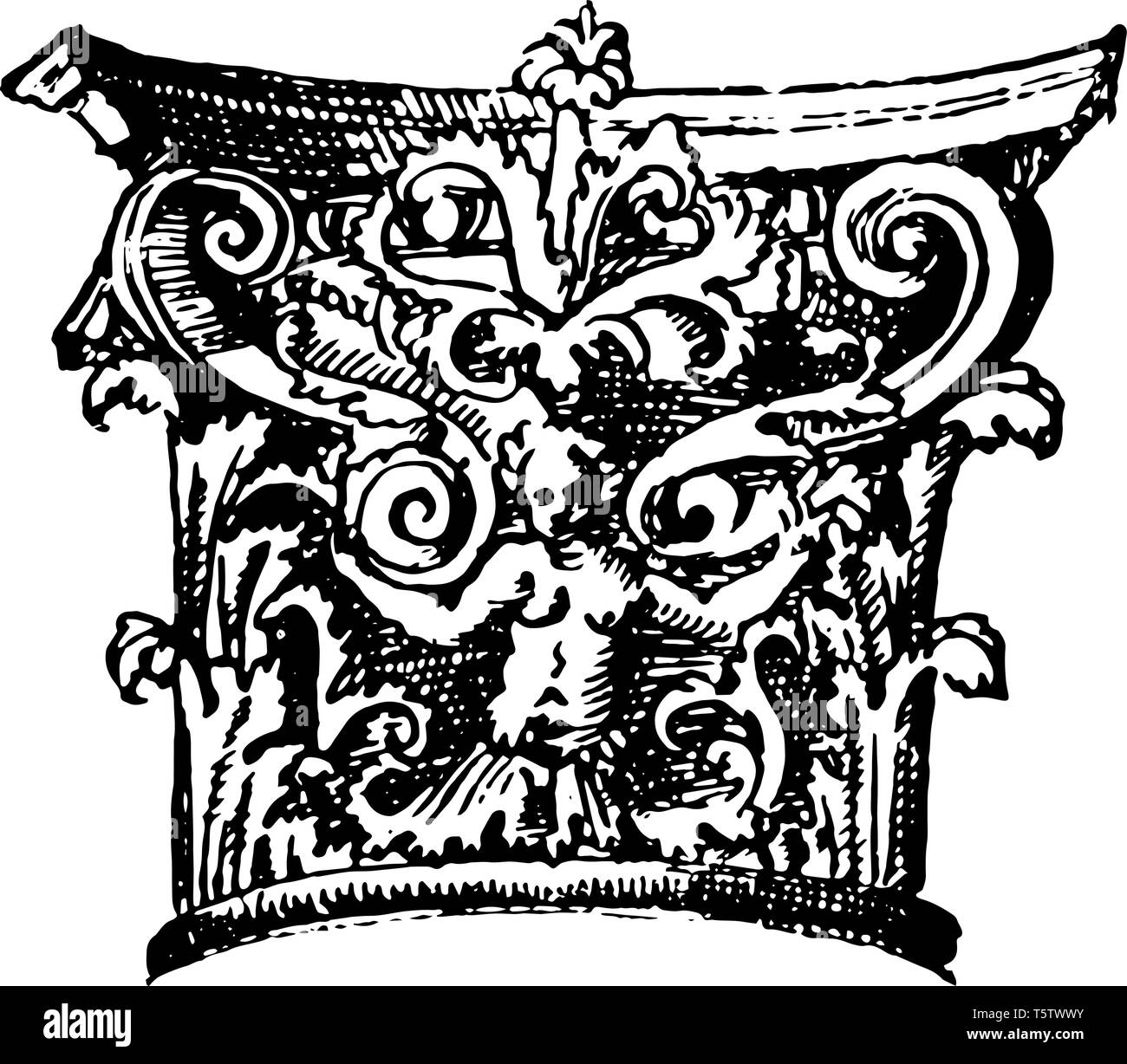 Antic nature sphinx centaurs flowers growing ornaments vintage line ...