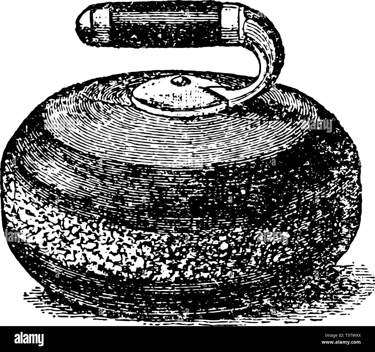 The curling stone of the sport of curling vintage line drawing or ...