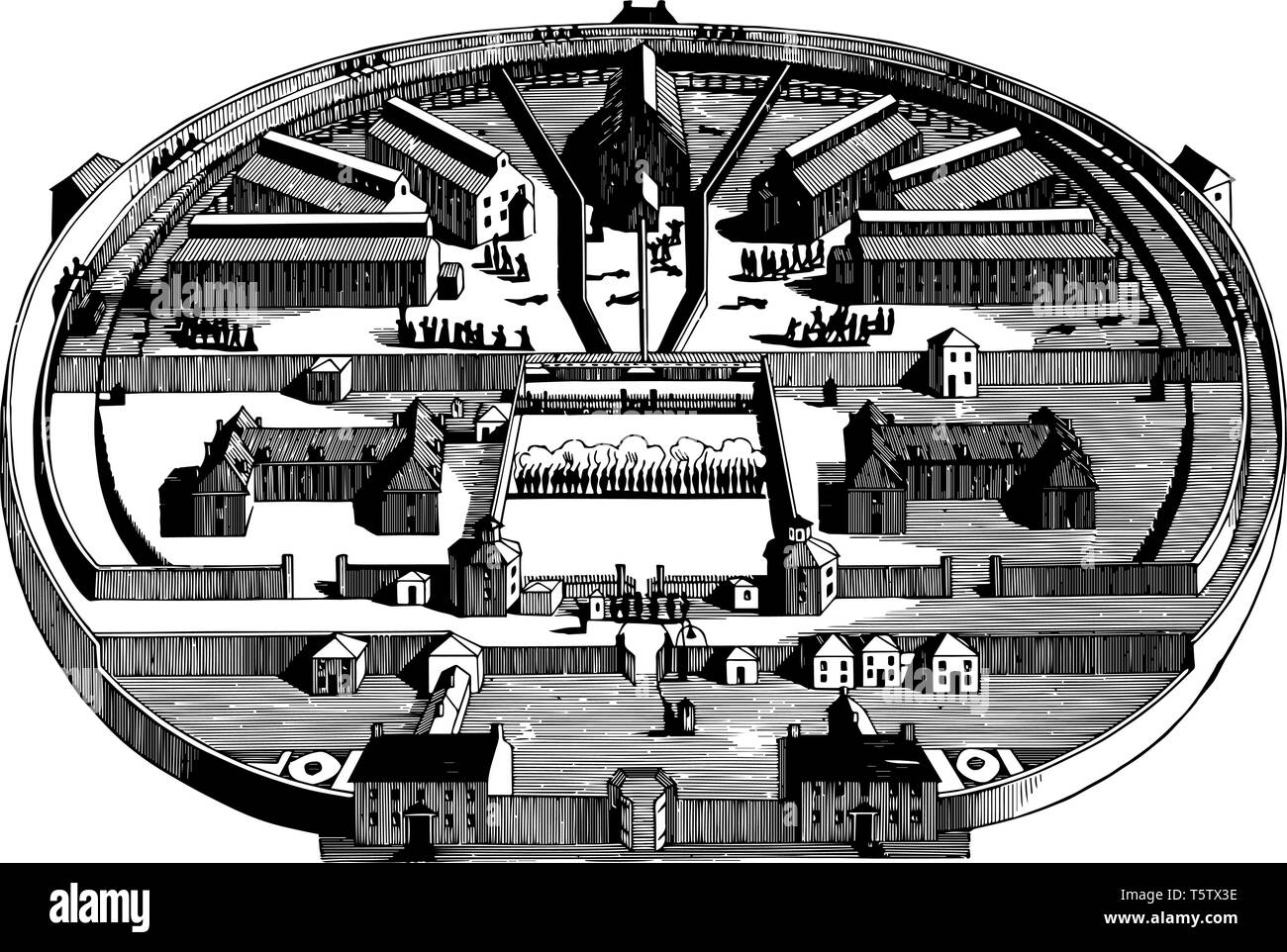 This is a prison scene which remains in the form of a circle and shown ...