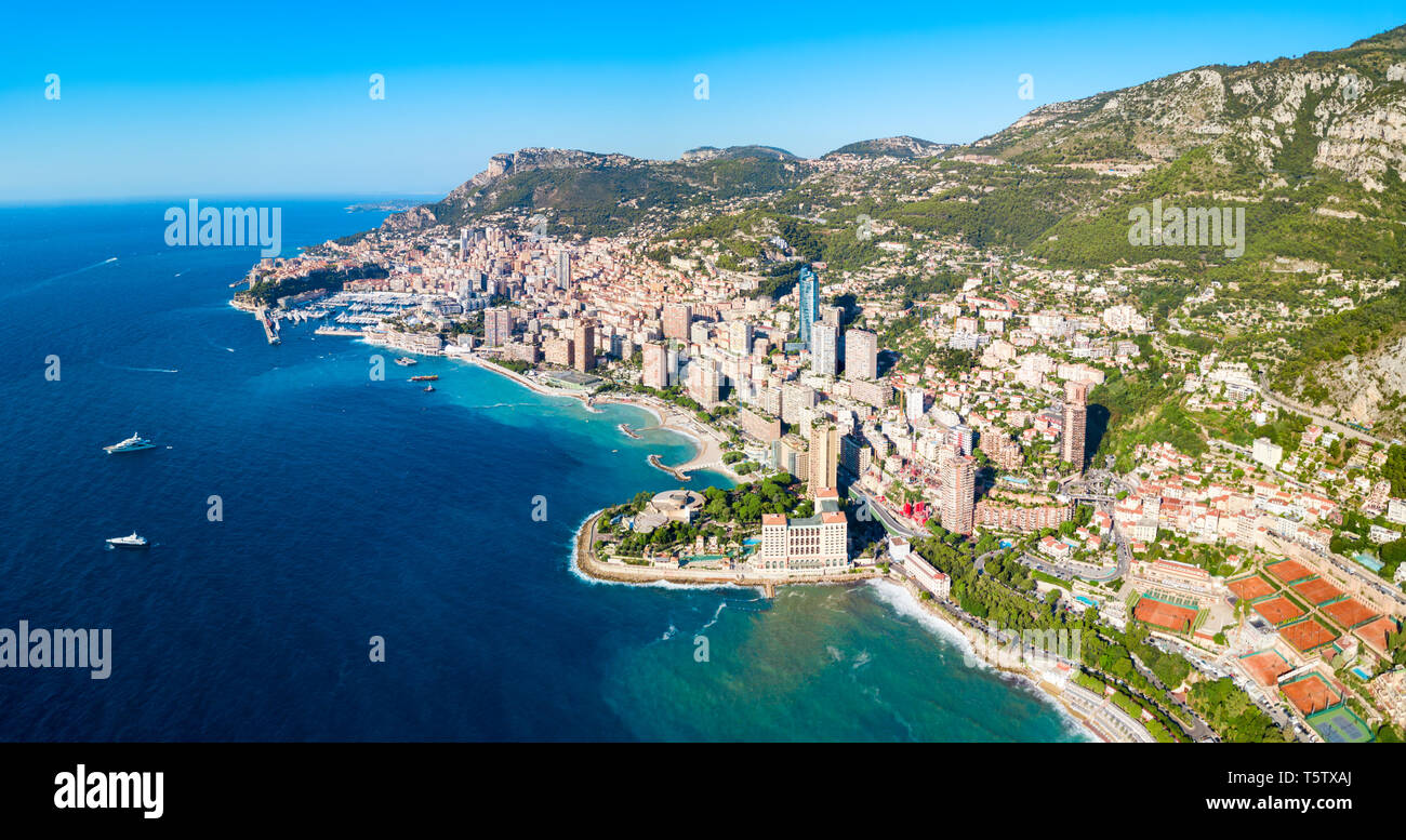 Monte Carlo, Monaco aerial panoramic view. Monaco is a country on the ...