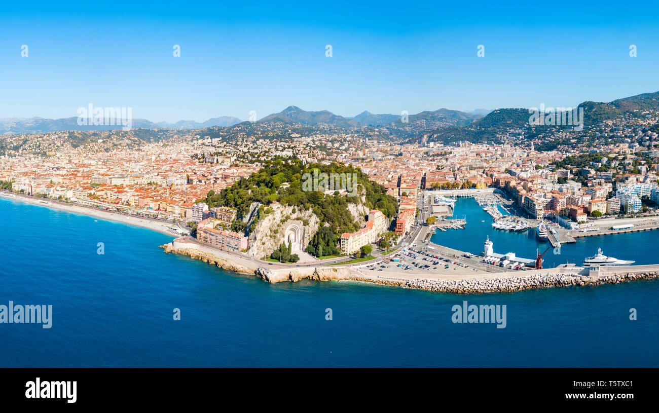 Nice aerial panoramic view. Nice is a city located on the French ...