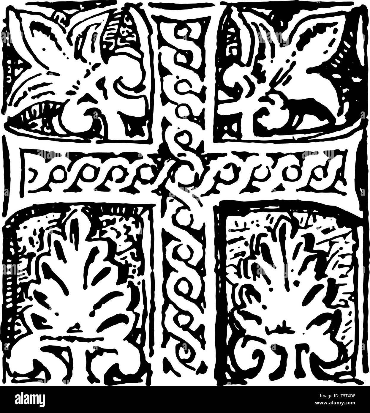 Anthemion is a motif in decorative art vintage line drawing or ...