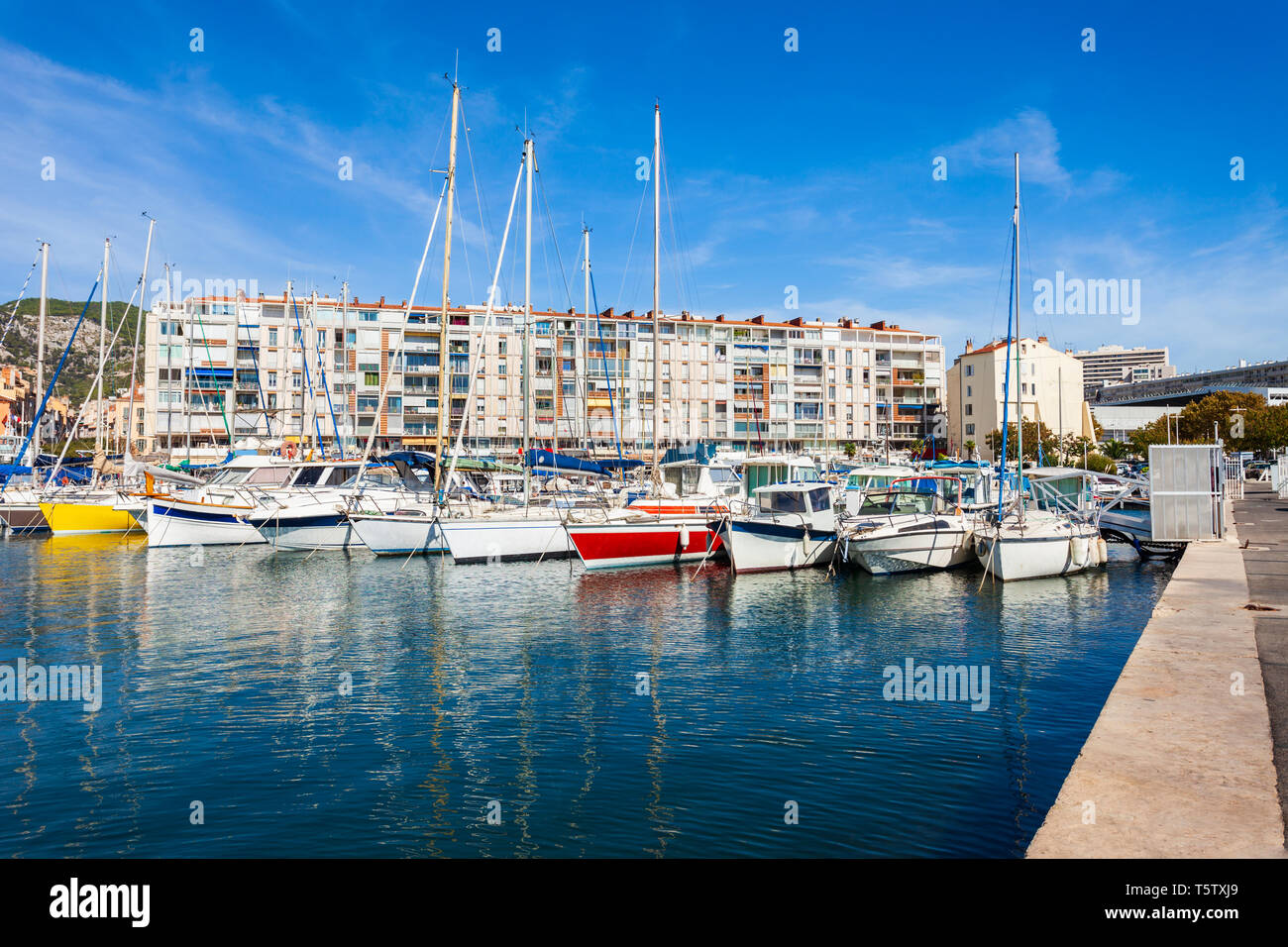 Yachts and boats in the Toulon port in Cote d'Azur provence in sothern ...
