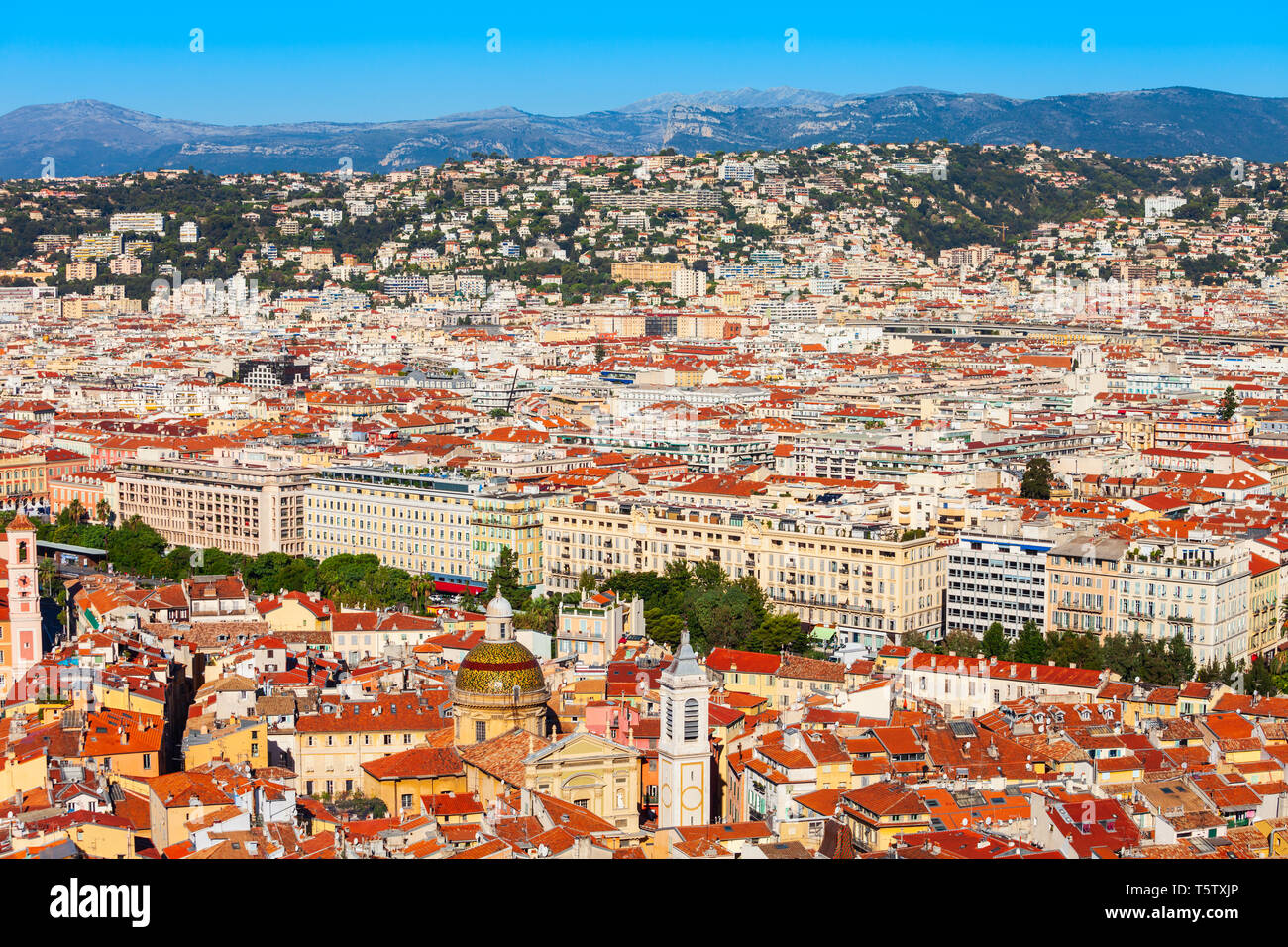 Nice aerial panoramic view. Nice is a city located on the French ...