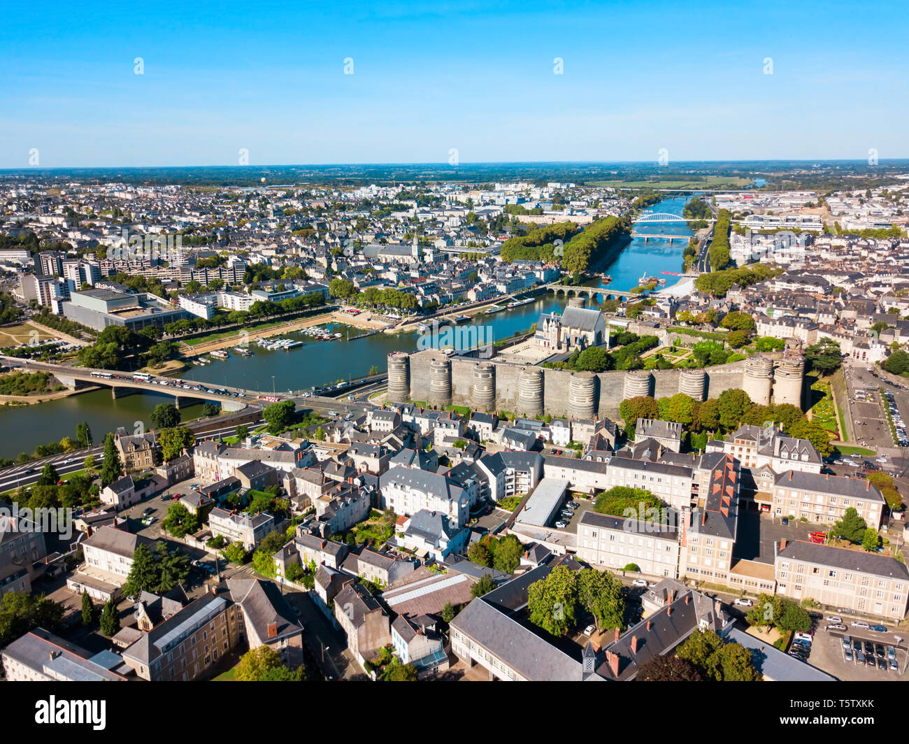 Angers aerial panoramic view. Angers is a city in Loire Valley, western ...