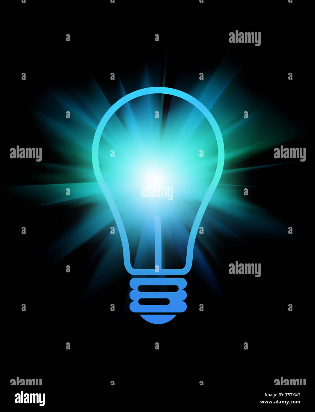 abstract light bulb with beams on black Stock Photo - Alamy
