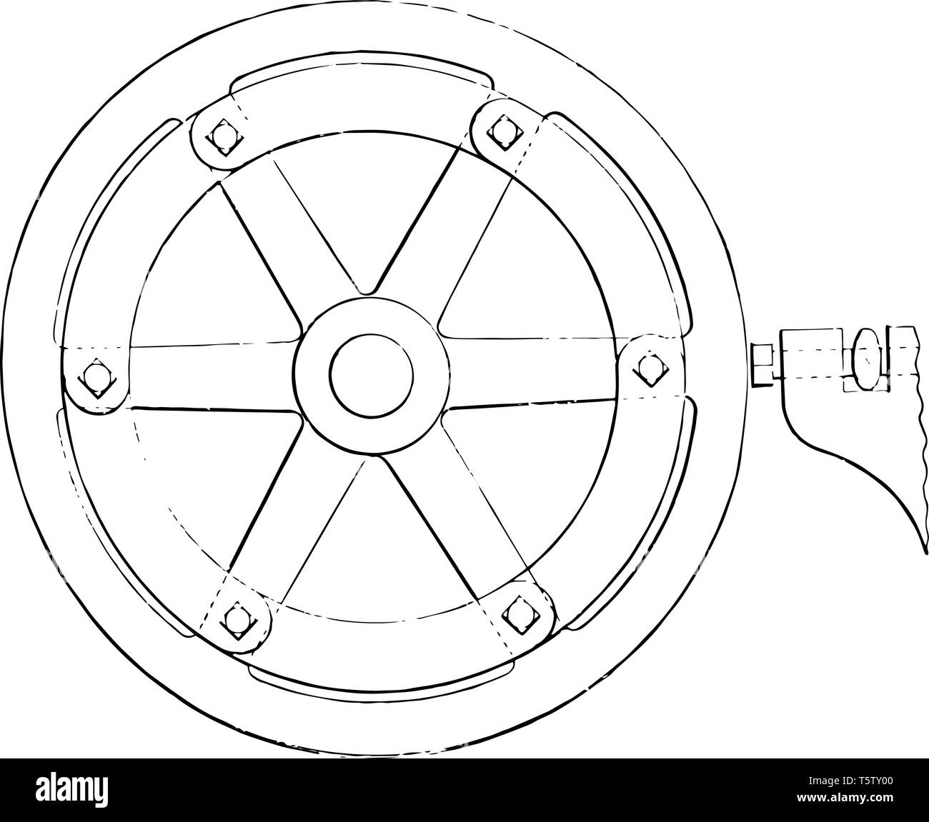 This illustration represents Turning Hand Wheels while moving threaded ...