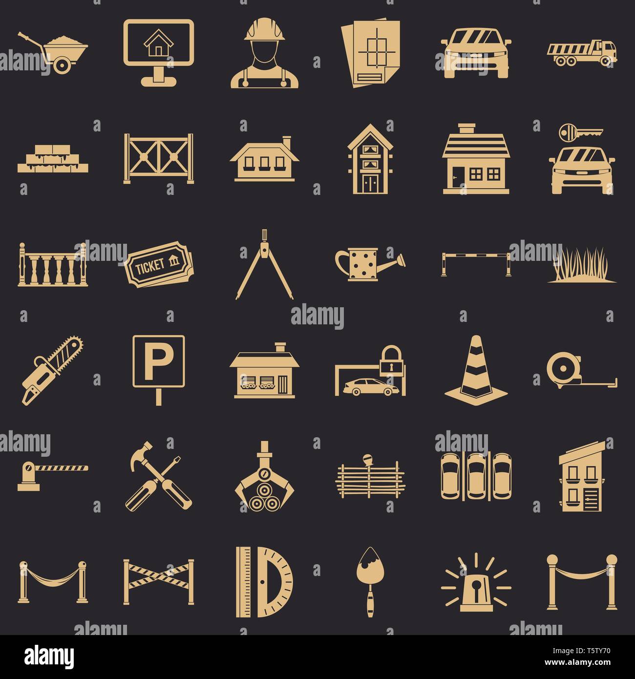 Fence icons set, simle style Stock Vector Image & Art - Alamy