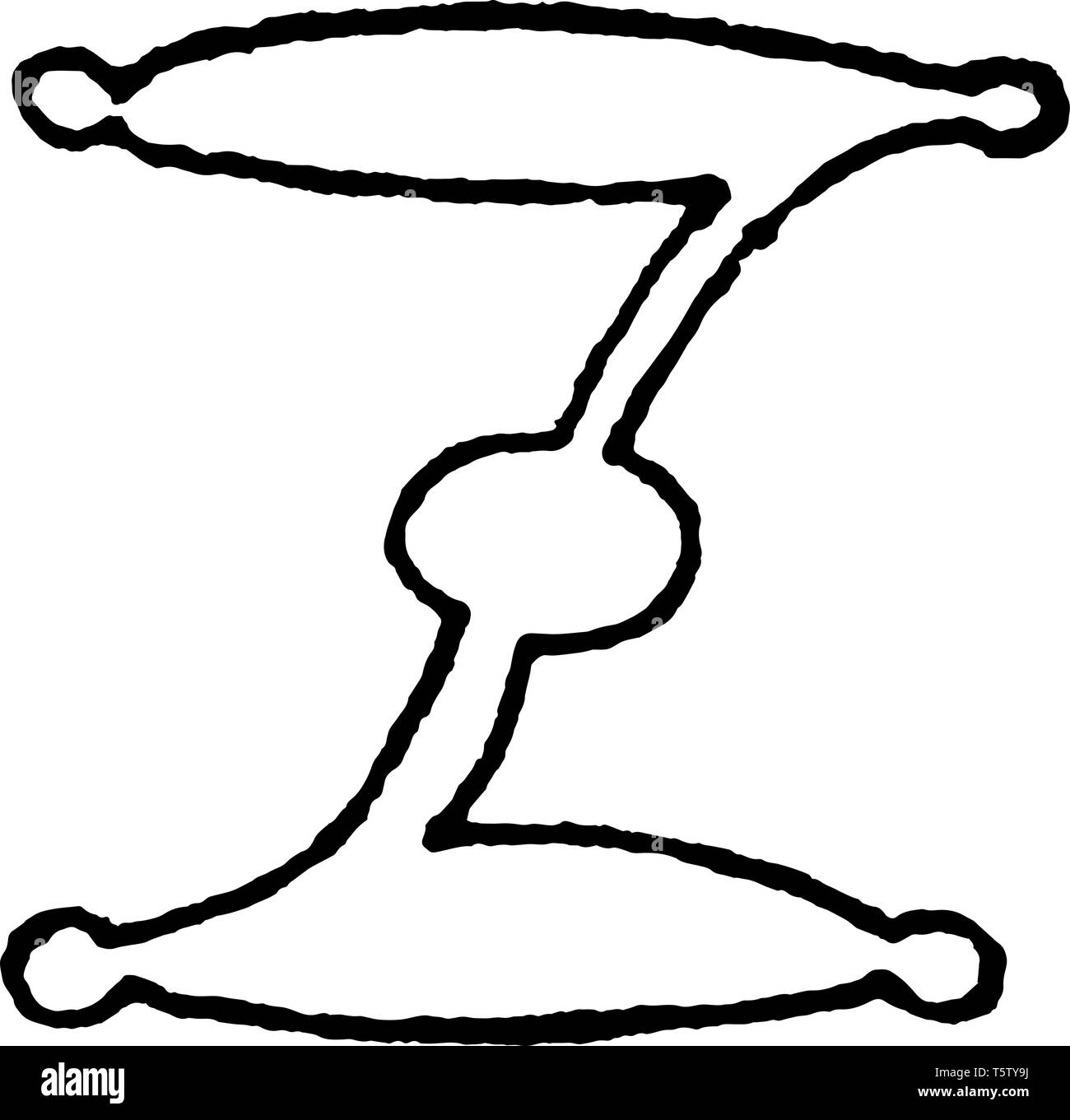 This picture shows the old English letter Z. Top and bottom sides of ...