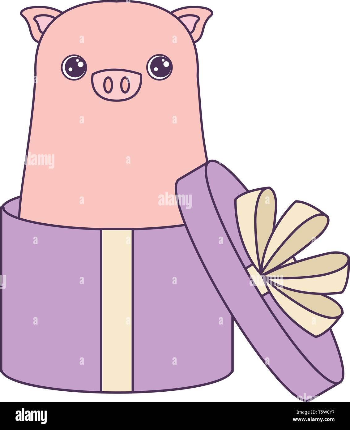 cute piggy animal in gift box vector illustration design Stock Vector ...